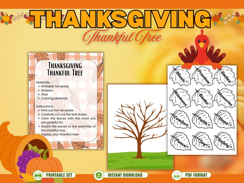 Thanksgiving Thankful Tree Printable: Gratitude Craft (PDF Download) - Etsy