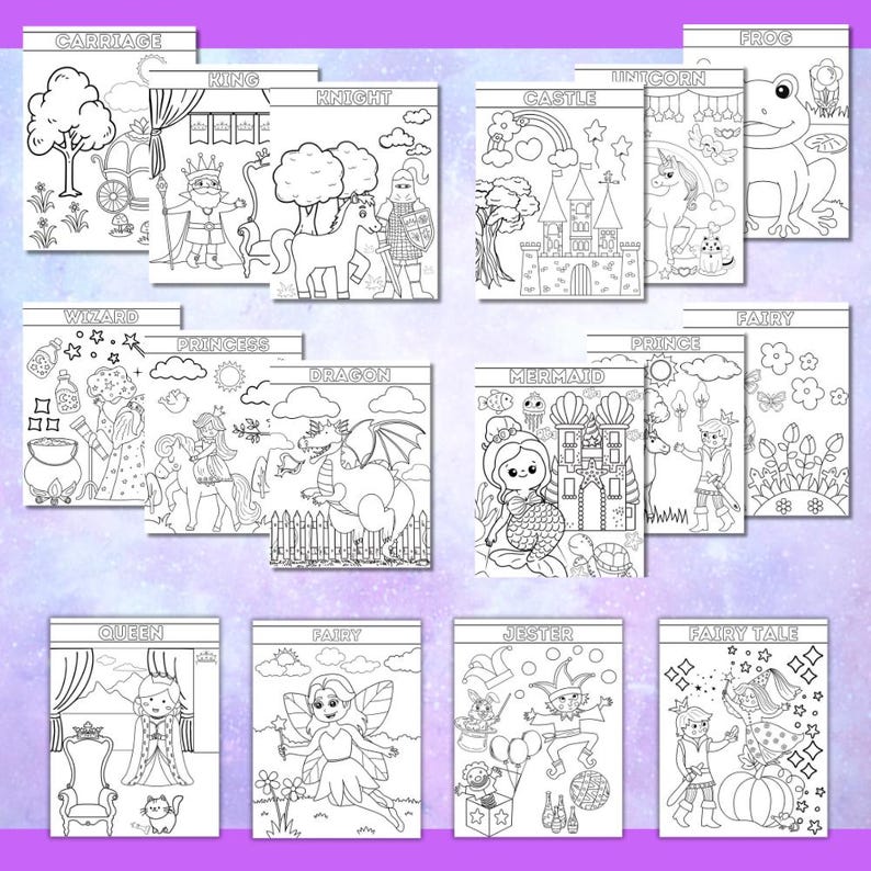 Fairy Tales Coloring Book for Kids – 17 Printable Pages With Unicorns ...