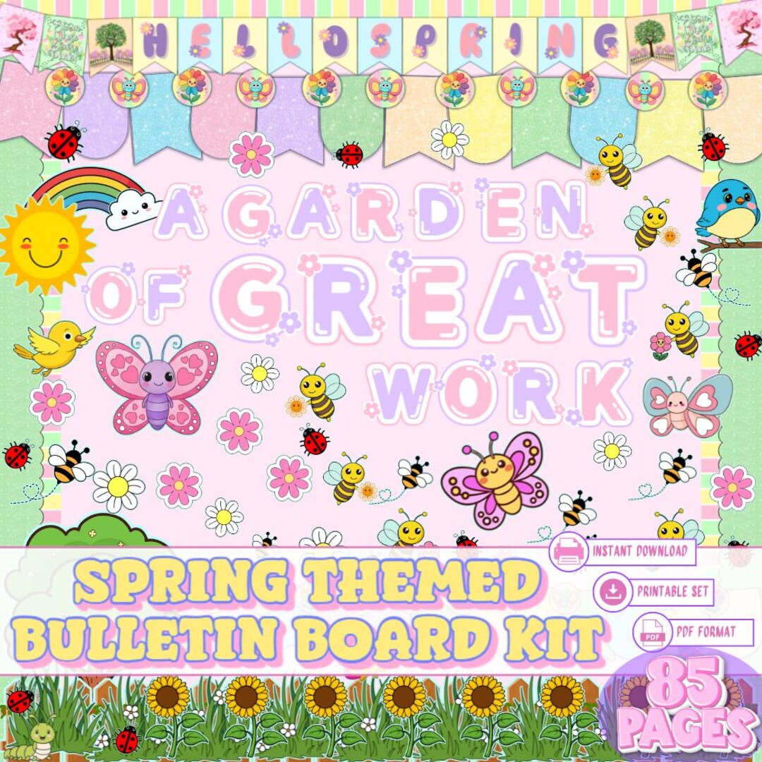 Spring Garden Bulletin Board Kit: Classroom Decor (PDF Printable Set ...