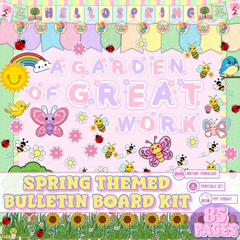 Spring Garden Bulletin Board Kit: Classroom Decor (PDF Printable Set ...