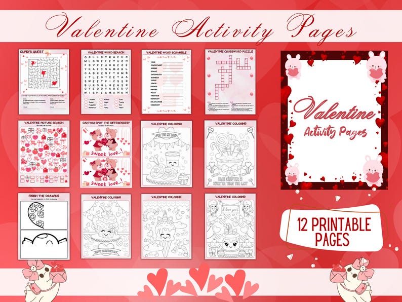 Valentine's Day Activity Pack | Printable Games, Coloring Pages (PDF ...