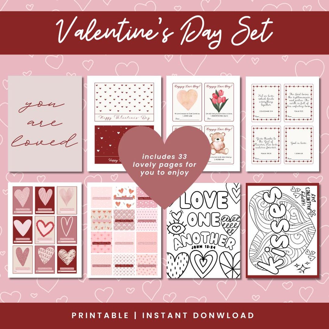 Christian Valentine's Day Cards: Bible Verse Printable Set (PDF ...