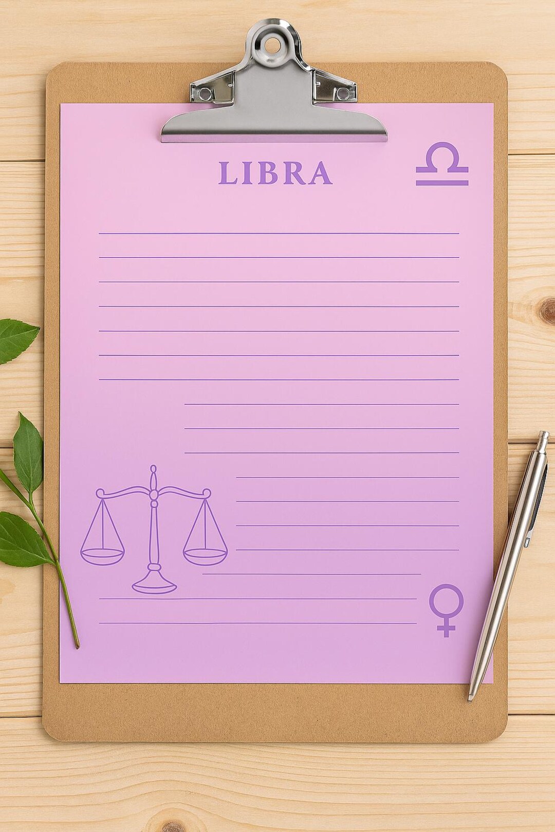Libra Stationery: Pink Lavender Zodiac Writing Paper (digital Download ...