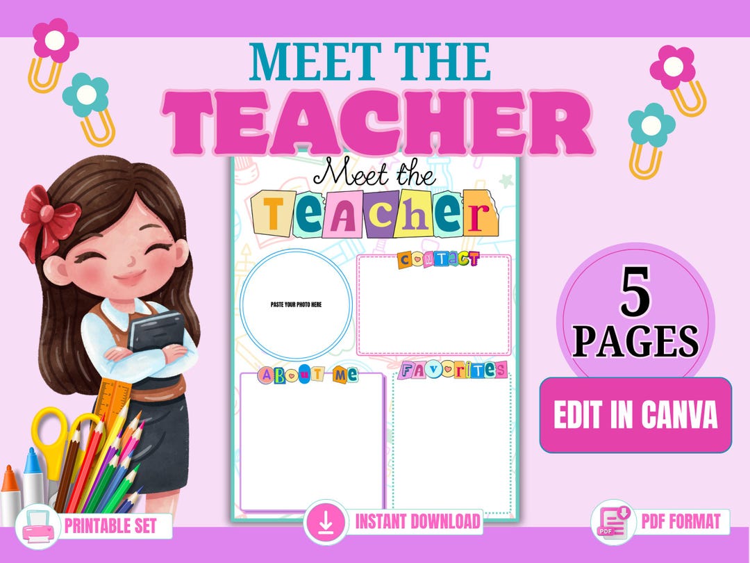 Meet the Teacher Template Printable | Editable Back to School ...