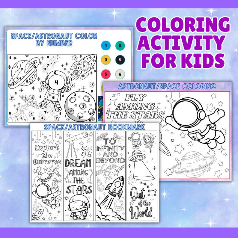 Space Astronaut Kids Activity Pack: Coloring Pages, I Spy, Rocket Craft ...