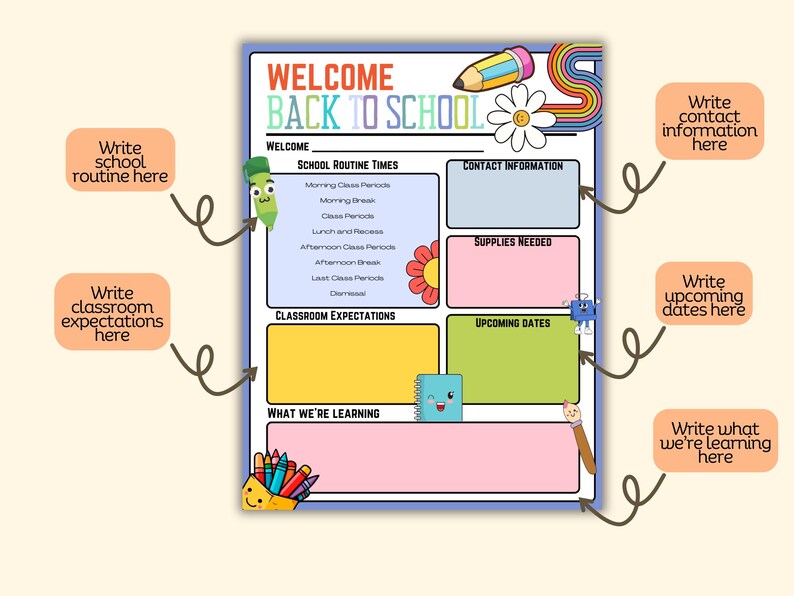 Back to School Newsletter Template Printable Classroom Communication ...