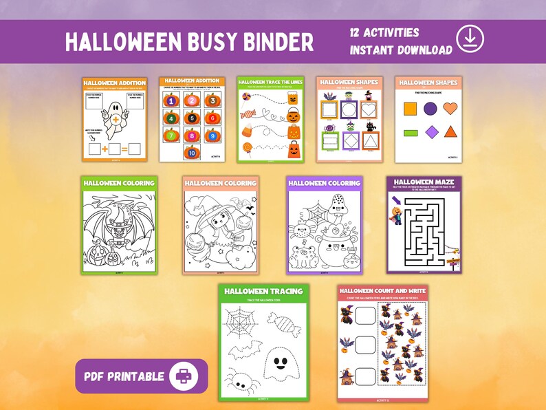 Halloween Busy Binder | Preschool Learning Games (PDF) - Etsy
