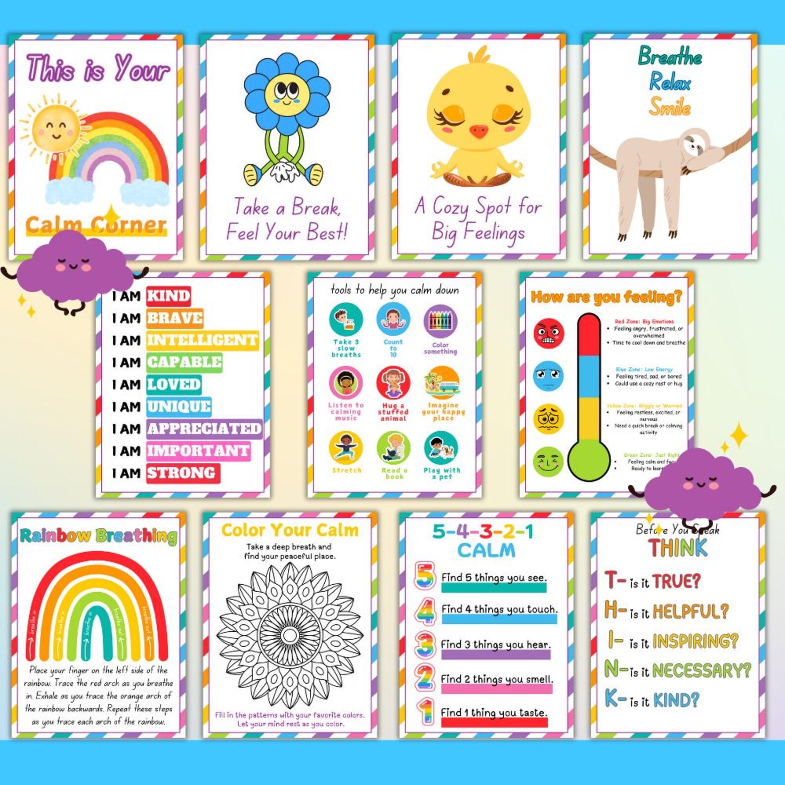 Calm Corner Posters for Kids Printable Emotional Regulation ...