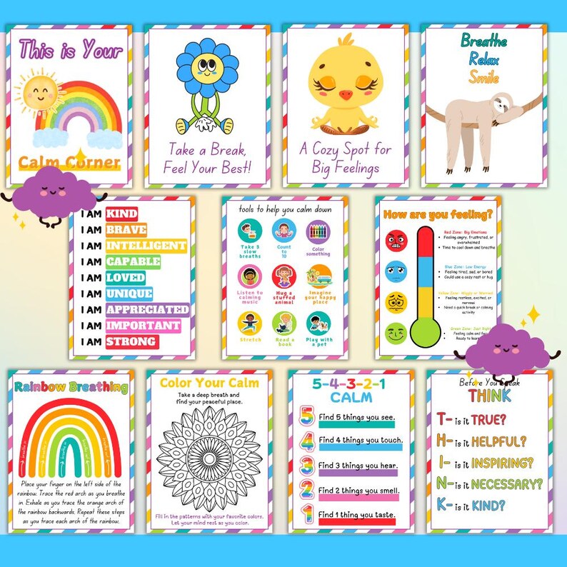 Calm Corner Posters for Kids Printable Emotional Regulation ...