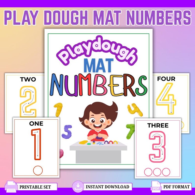 Play Dough Number Mats: Kids Learning Activity 1-10 (PDF Printable ...