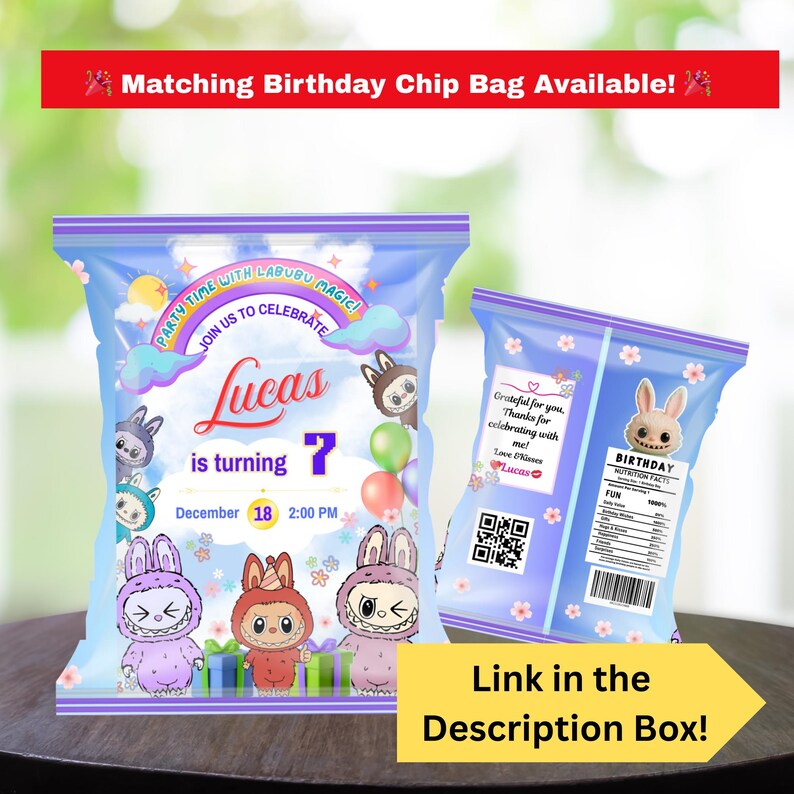 Labubu Birthday Gift Bag Labels Labubu Printable Tags Editable Thank ...