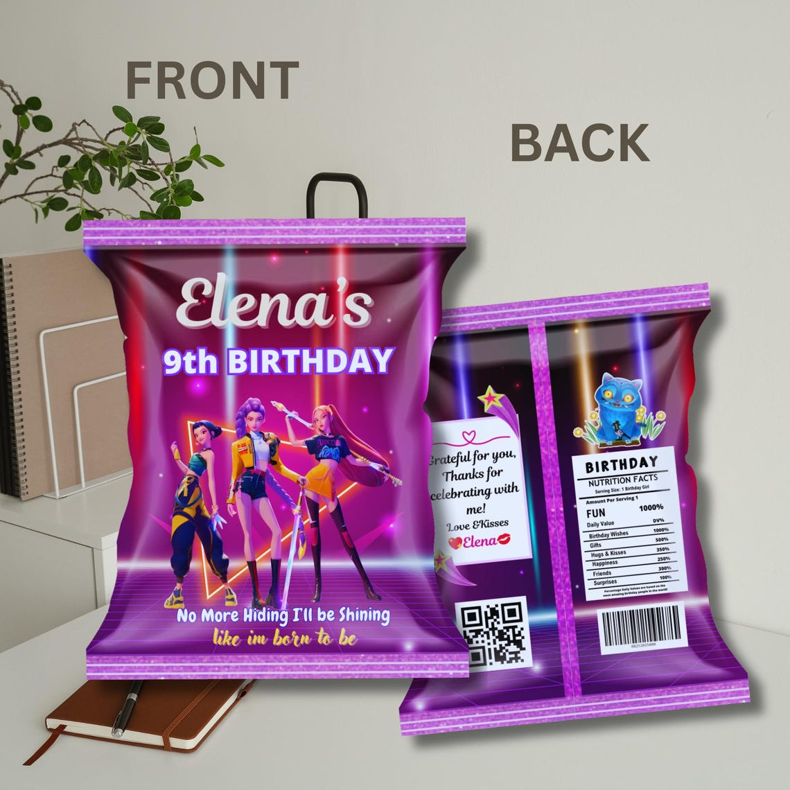 KPOP Demon Hunter Chip Bag Editable Kpop Snack Wrapper Template Kpop ...