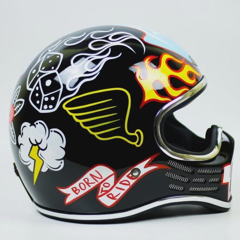 Custom Simpson XF-GP Light Black Helmet for Caferacer Alien Full Face ...