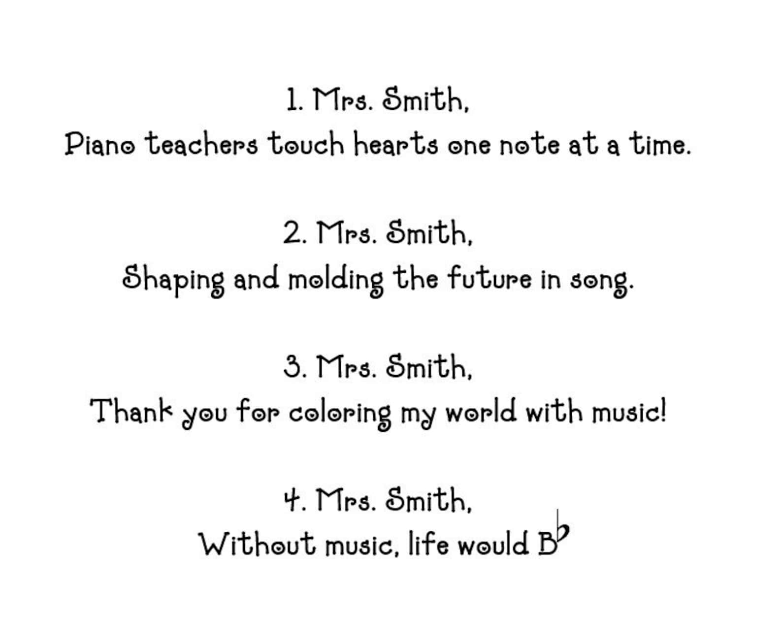 Music Teacher Teacher Appreciation Gift Personalize | Etsy