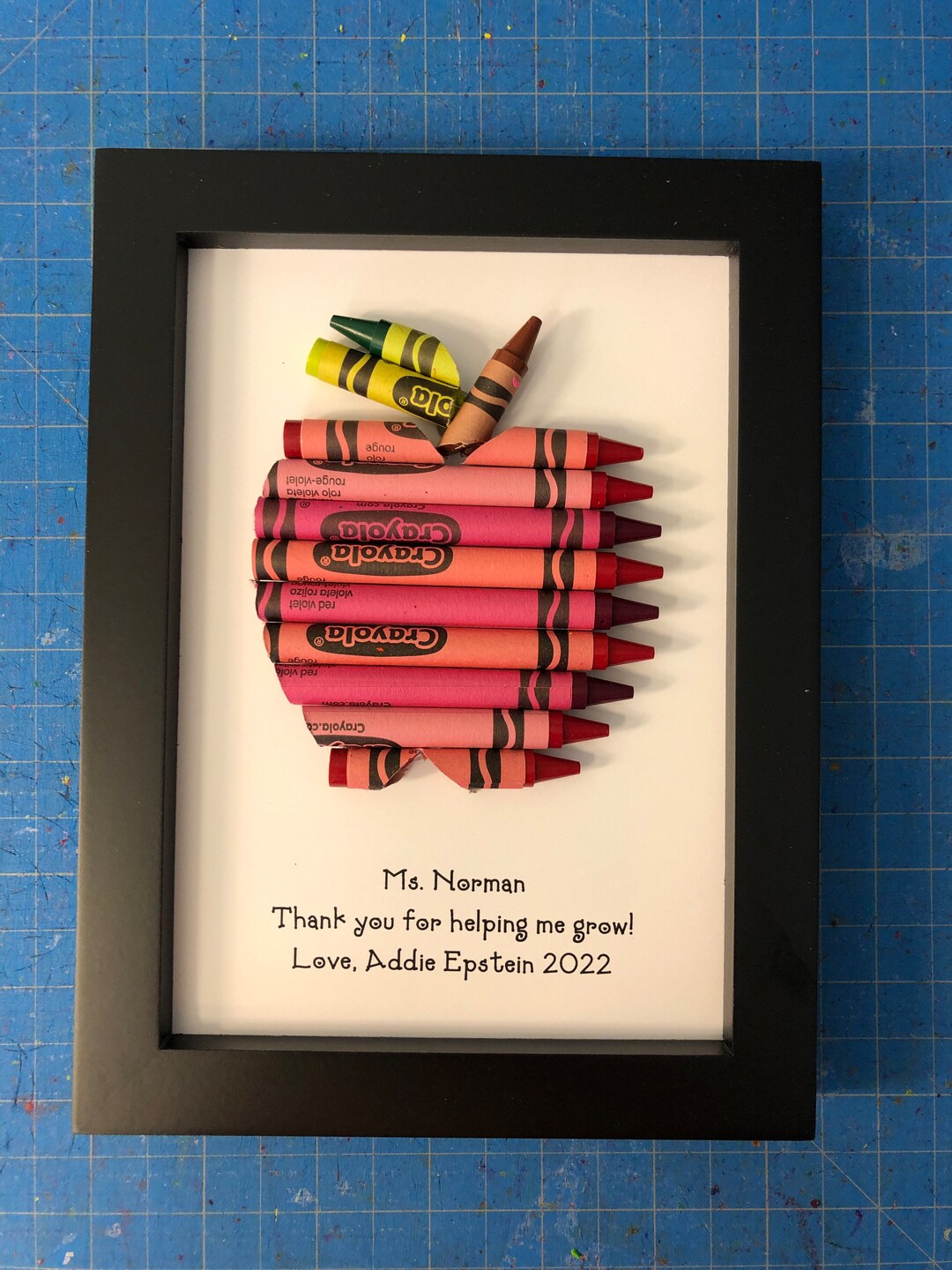 Teacher Gift - Red Apple Crayon - Personalized Teacher Artwork - Etsy