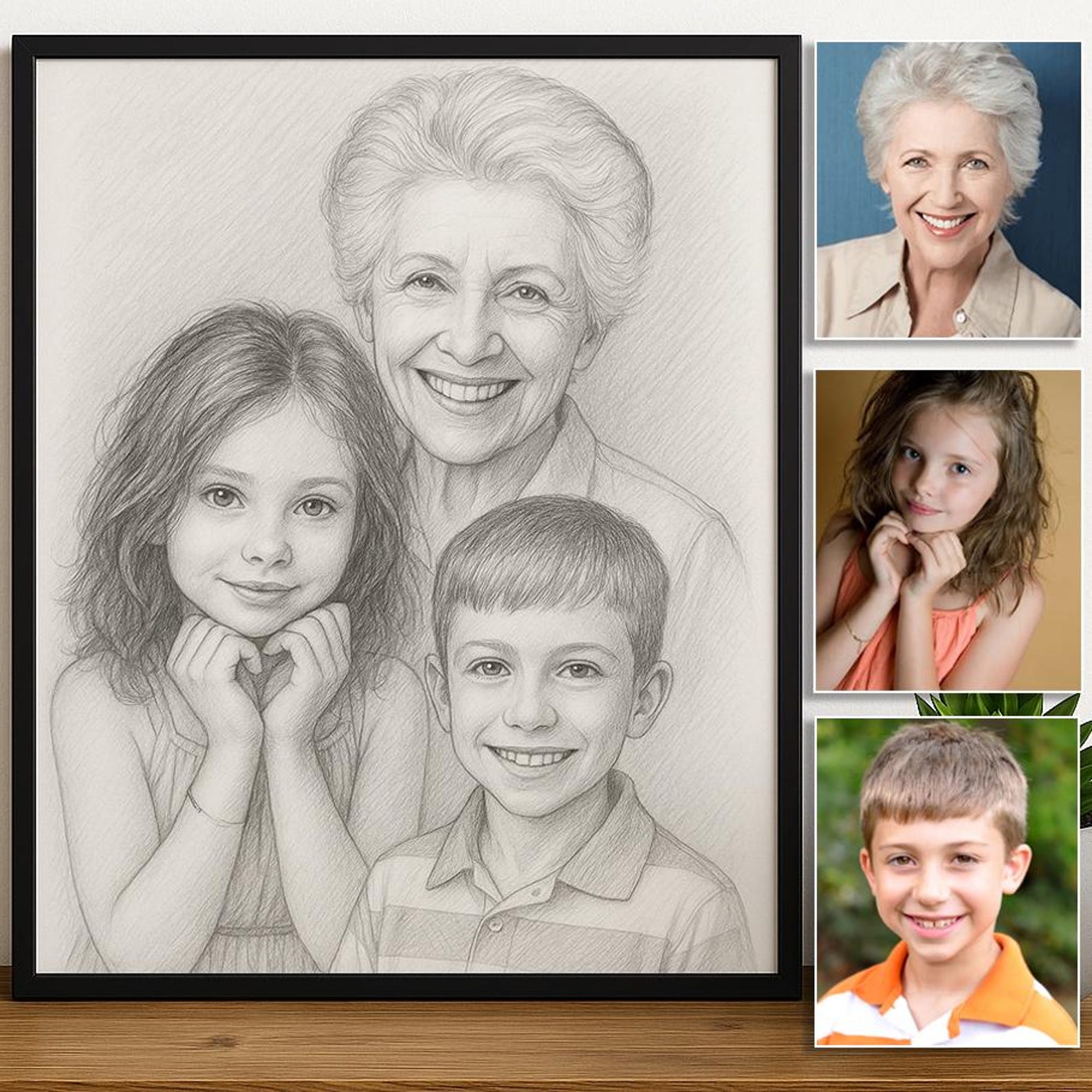 Custom Pencil Sketch From Photo Memorial Portrait Deceased Loved Ones ...