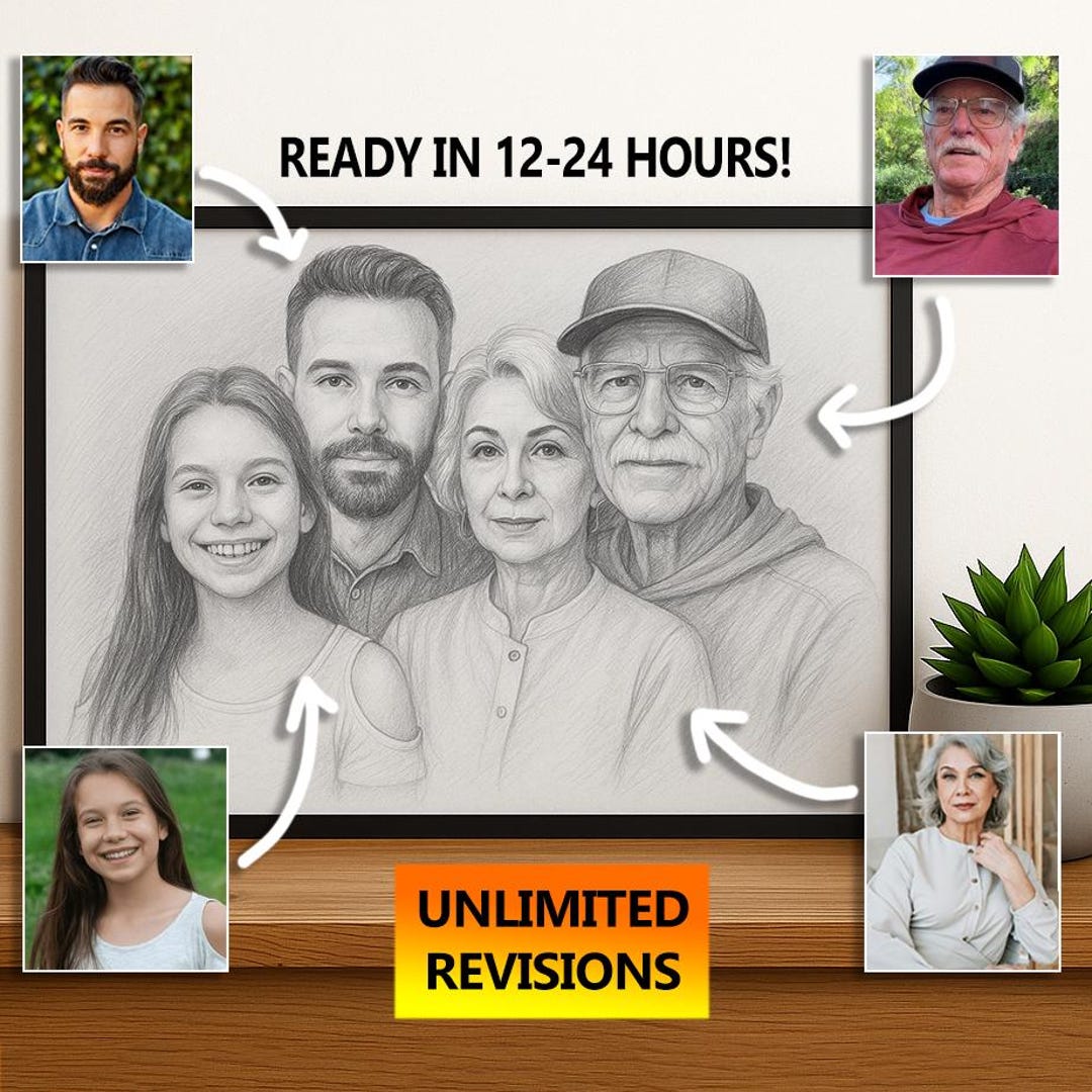 Custom Pencil Portraits Sketch From Photo Custom Pencil Drawing ...