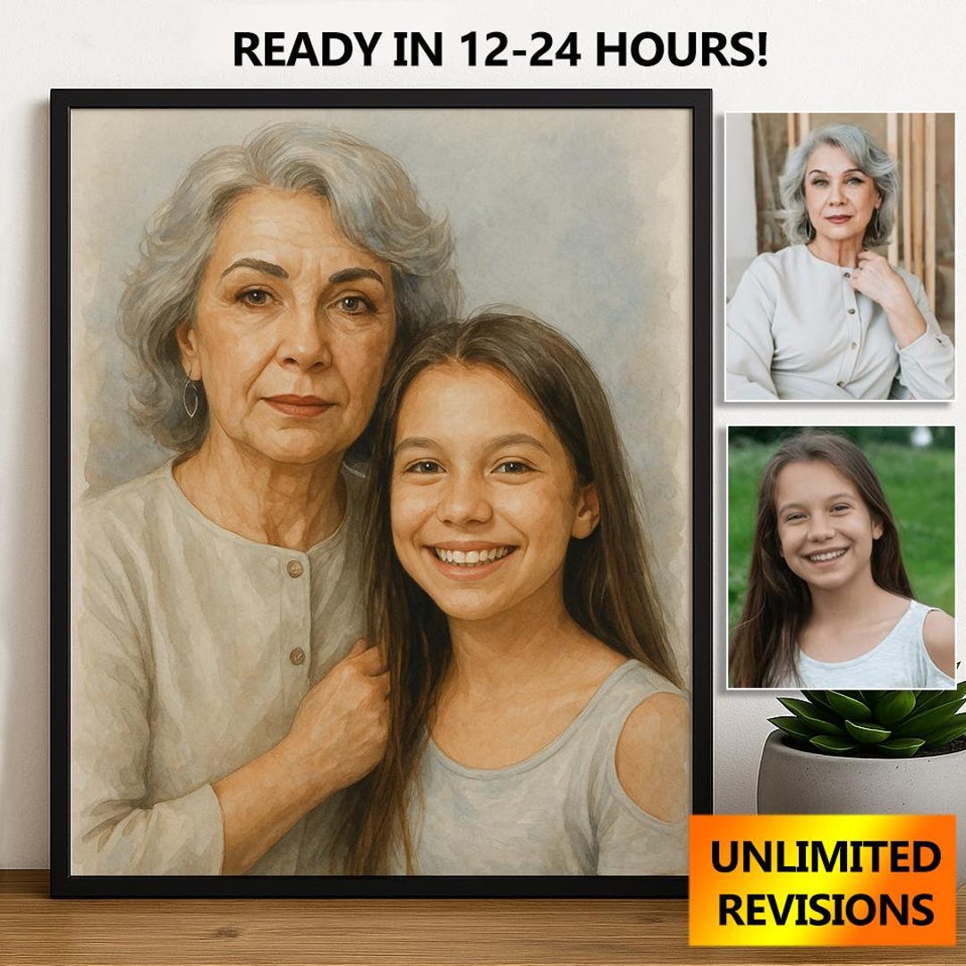 Personalized Memorial Painting Portrait From Photo Custom Drawing of ...