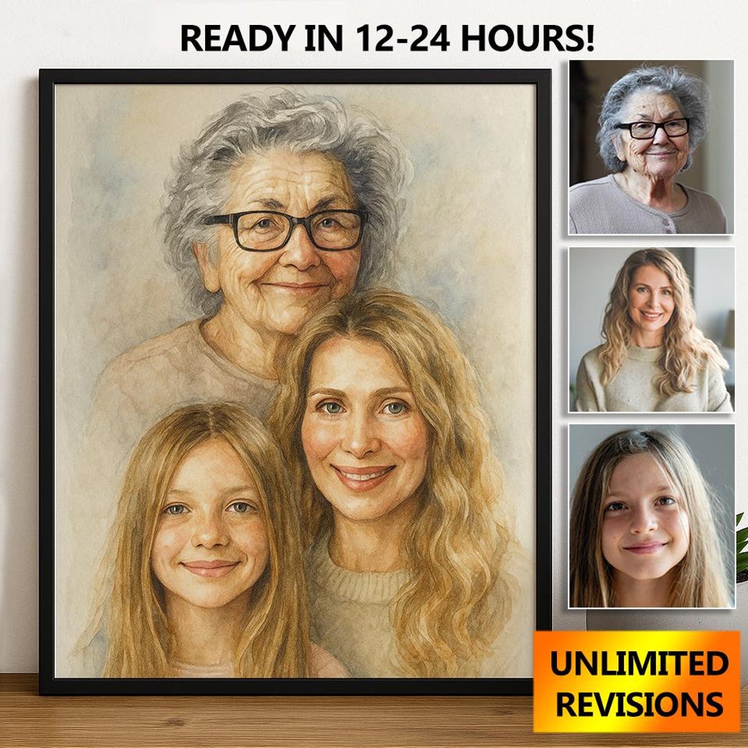 Personalized Memorial Painting Portrait From Photo Custom Drawing of ...