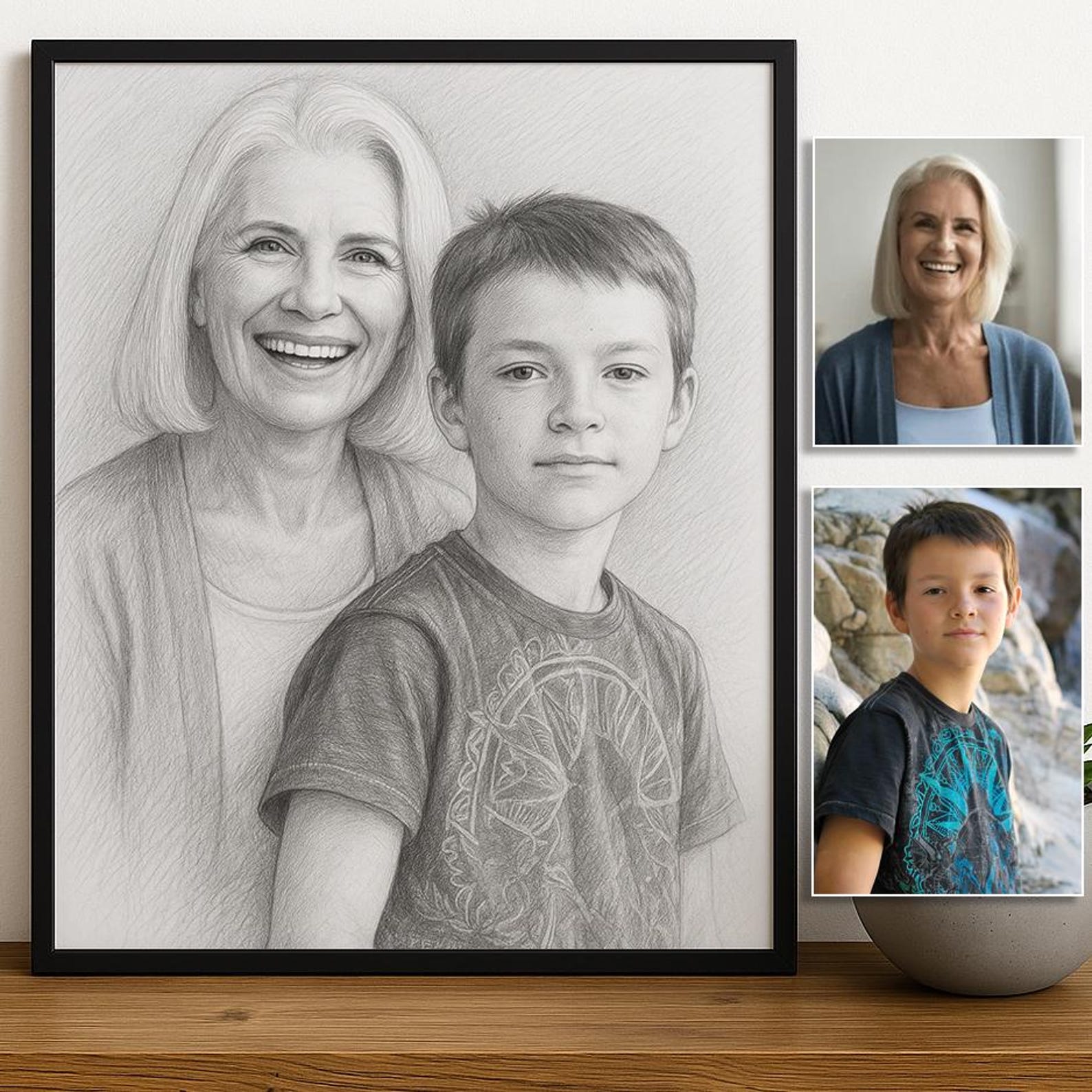 Custom Pencil Sketch From Photo Memorial Portrait Deceased Loved Ones ...