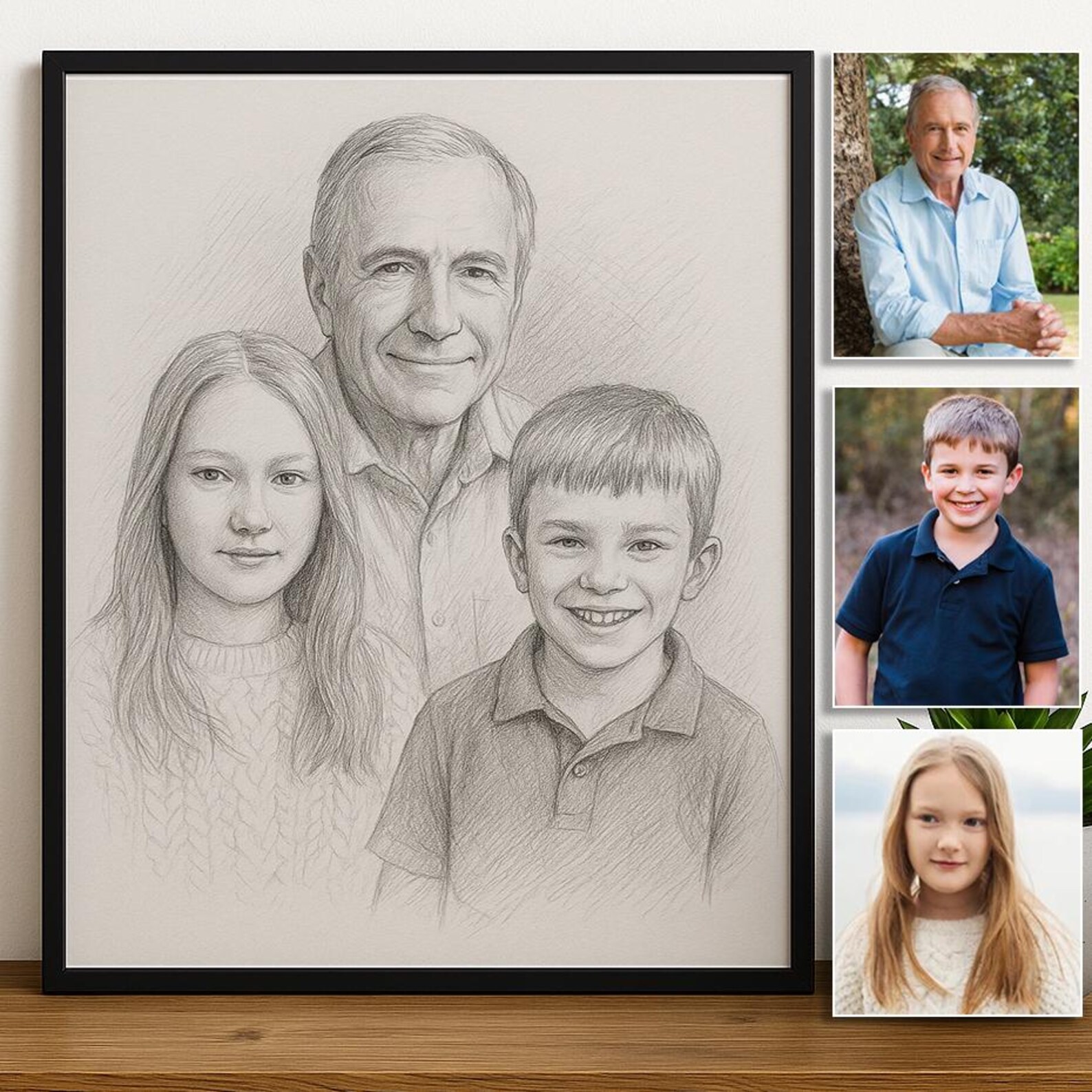 Custom Pencil Sketch From Photo Memorial Portrait Deceased Loved Ones ...