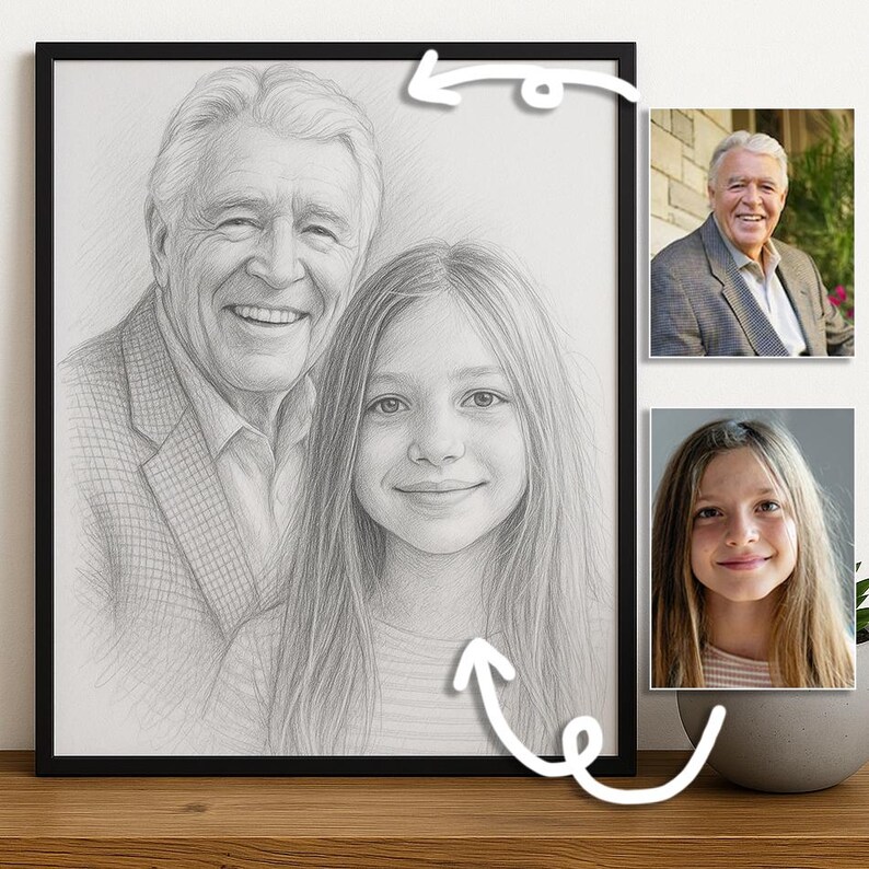 Custom Pencil Sketch From Photo Memorial Portrait Deceased Loved Ones ...