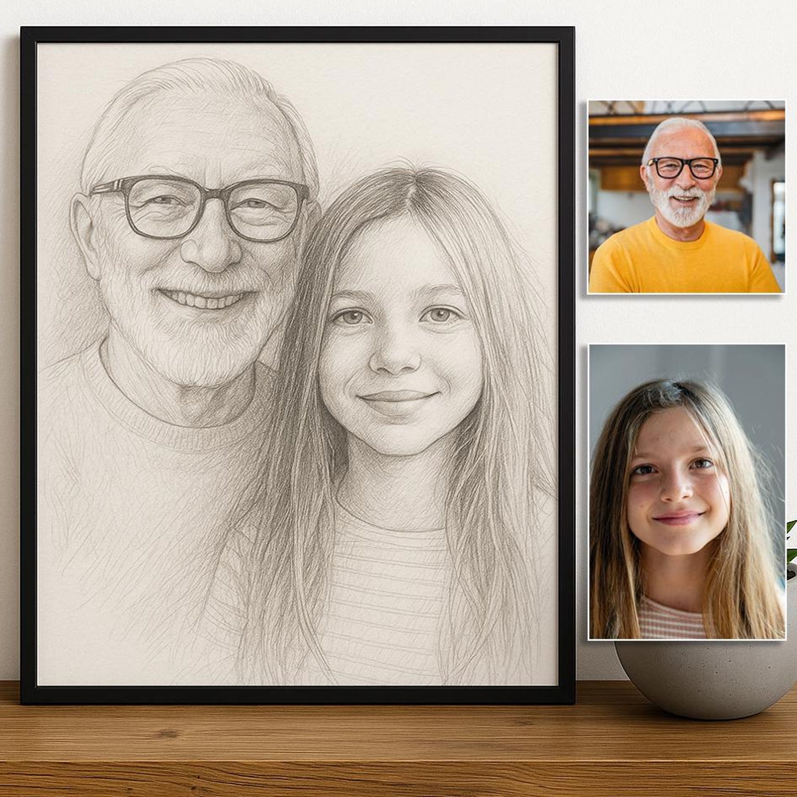 Custom Pencil Sketch From Photo Memorial Portrait Deceased Loved Ones ...
