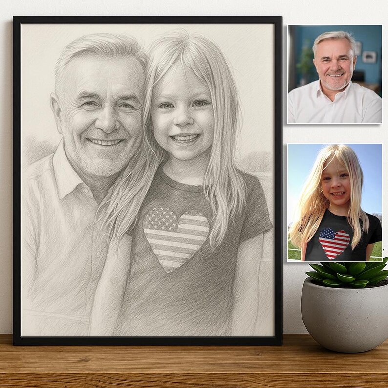 Custom Pencil Sketch From Photo Memorial Portrait Deceased Loved Ones ...