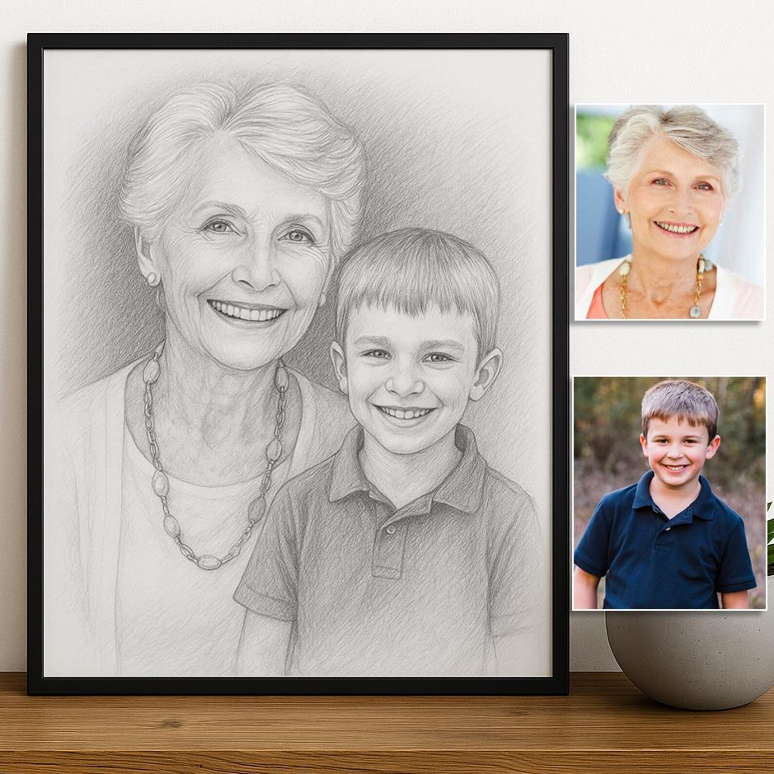 Custom Pencil Sketch From Photo Memorial Portrait Deceased Loved Ones ...