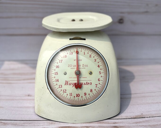 VINTAGE WAYMASTER SCALE No 120 Metal Retro Red and White Kitchen Home ...