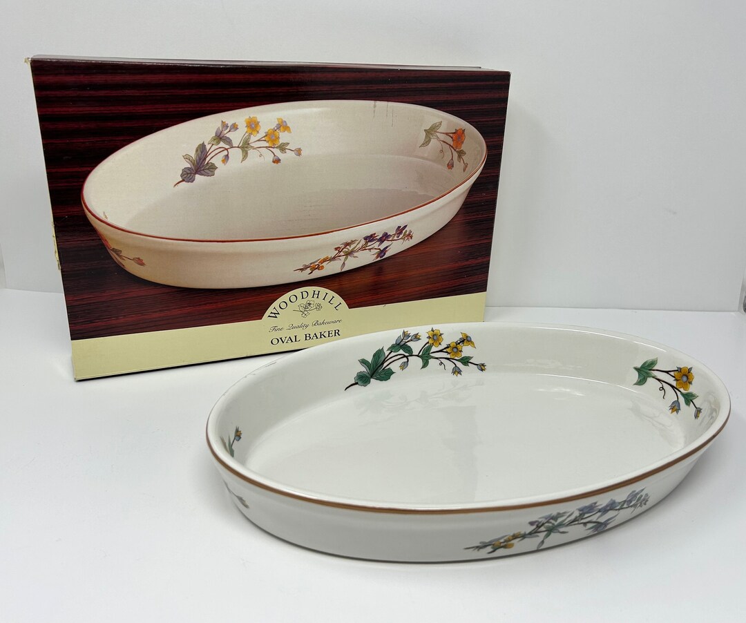 WOODHILL OVAL BAKER New in Box Floral Design Serving Dish Vintage ...