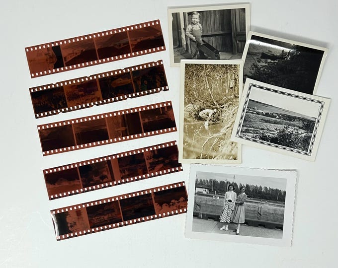 5 FILM STRIP NEGATIVES Plus 5 Black & White Photos Junk Journal ...