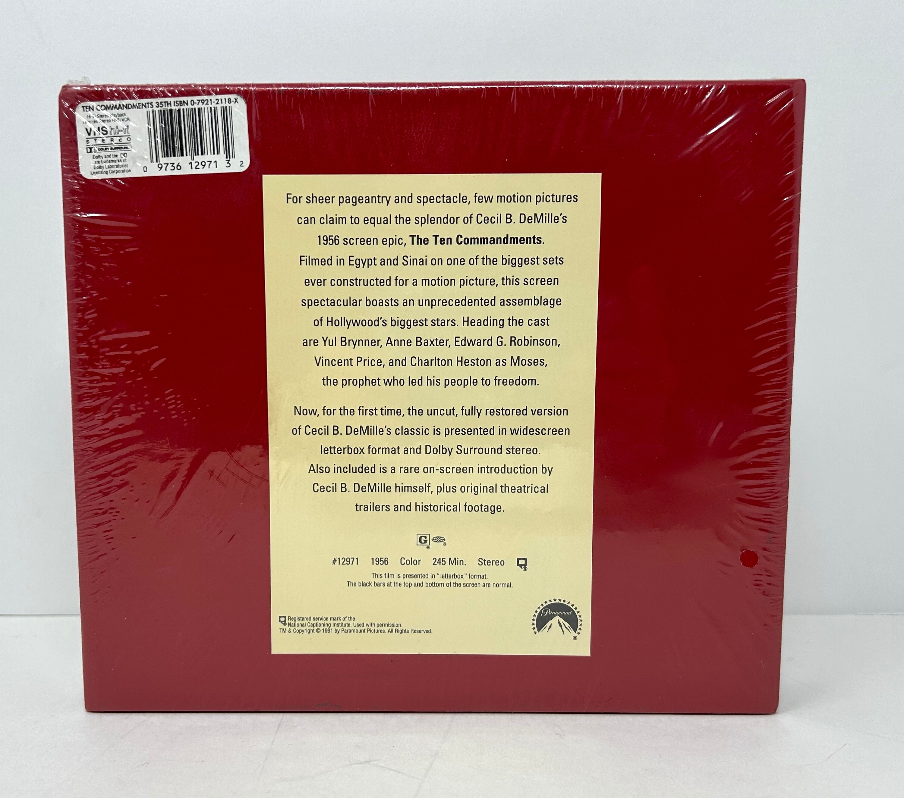 The TEN COMMANDMENTS VHS Video Brand New Cecil B. Demille 35th ...