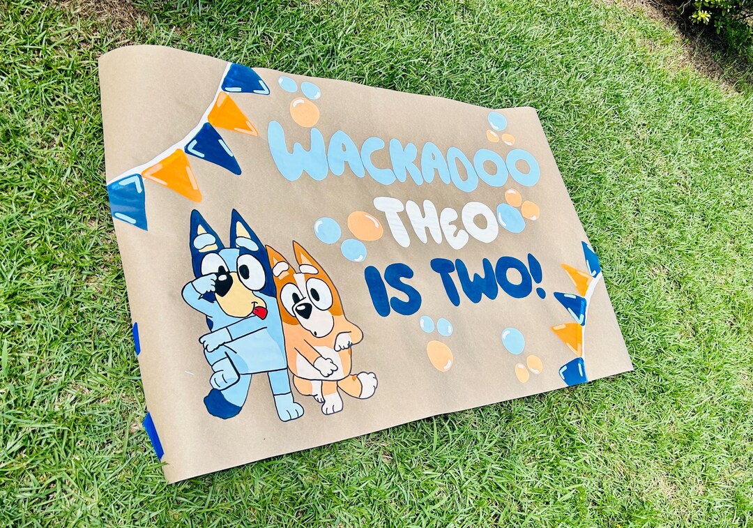 Custom Hand-painted Birthday Banner | Bluey Party Theme | Bluey and ...