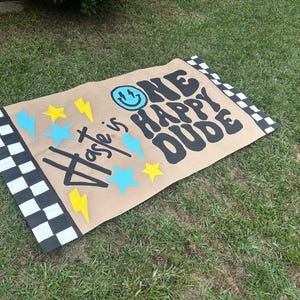 Retro Smiley Face Birthday Banner | Personalized Hand-painted Kraft ...