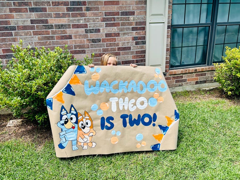 Personalized Bluey Birthday Banner | Hand-painted Kids Party Decor ...