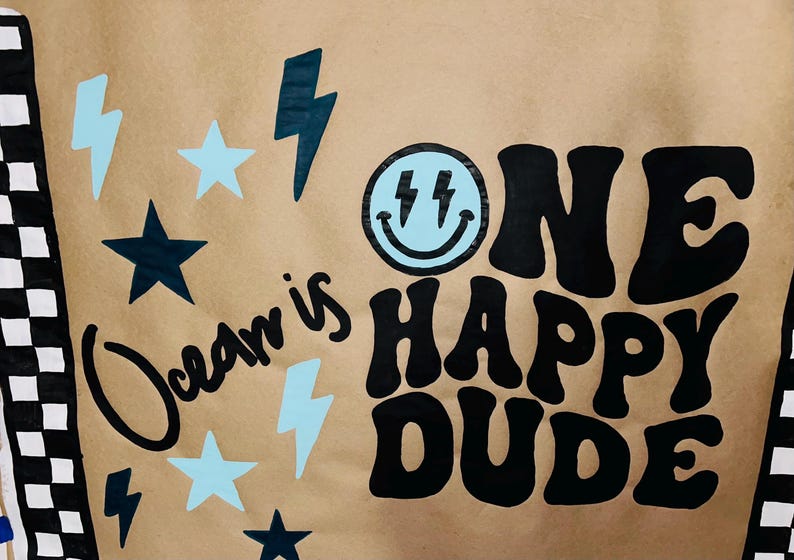 Retro Smiley Face Birthday Banner | Personalized Hand-painted Kraft ...