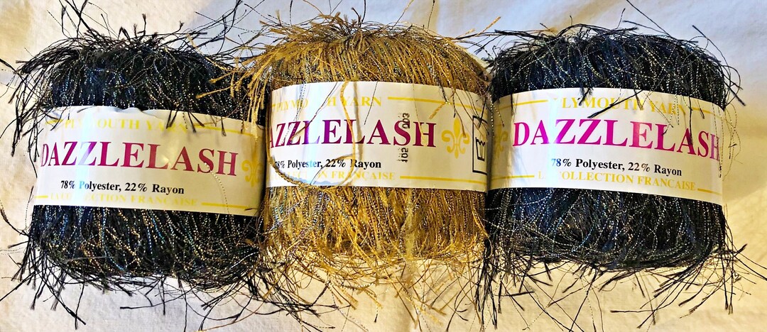 Plymouth Yarns Dazzlelash, Eyelash Novelty Yarn, 3 Balls: 2-black ...