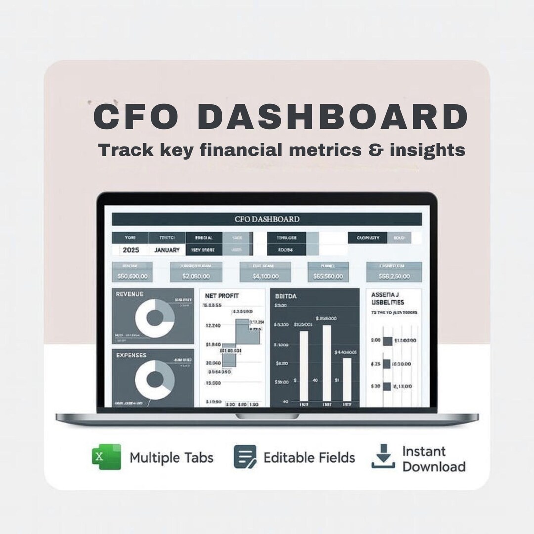 CFO Dashboard Template Excel and Google Sheets Financial KPI Dashboard ...