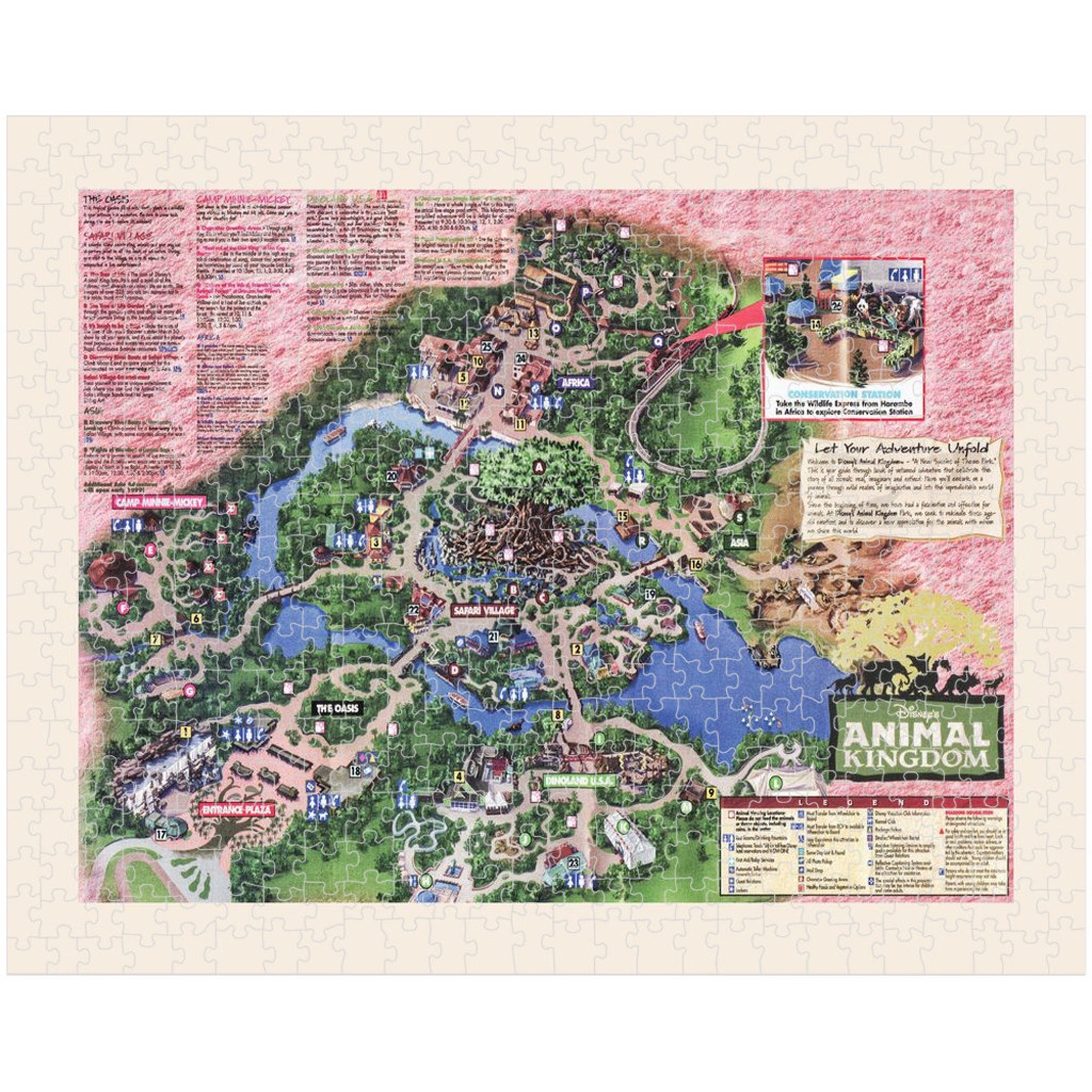 Disney World - Animal Kingdom - Puzzle - Map - Disney - Etsy