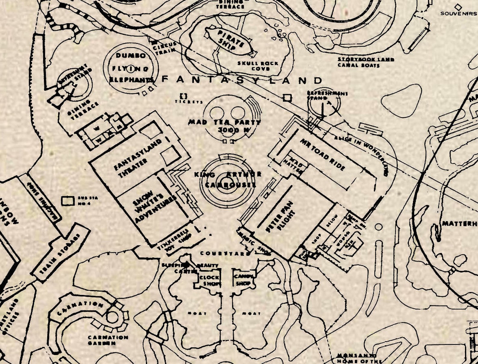 Disney Blueprint Park Maps Print Poster Disneyland | Etsy