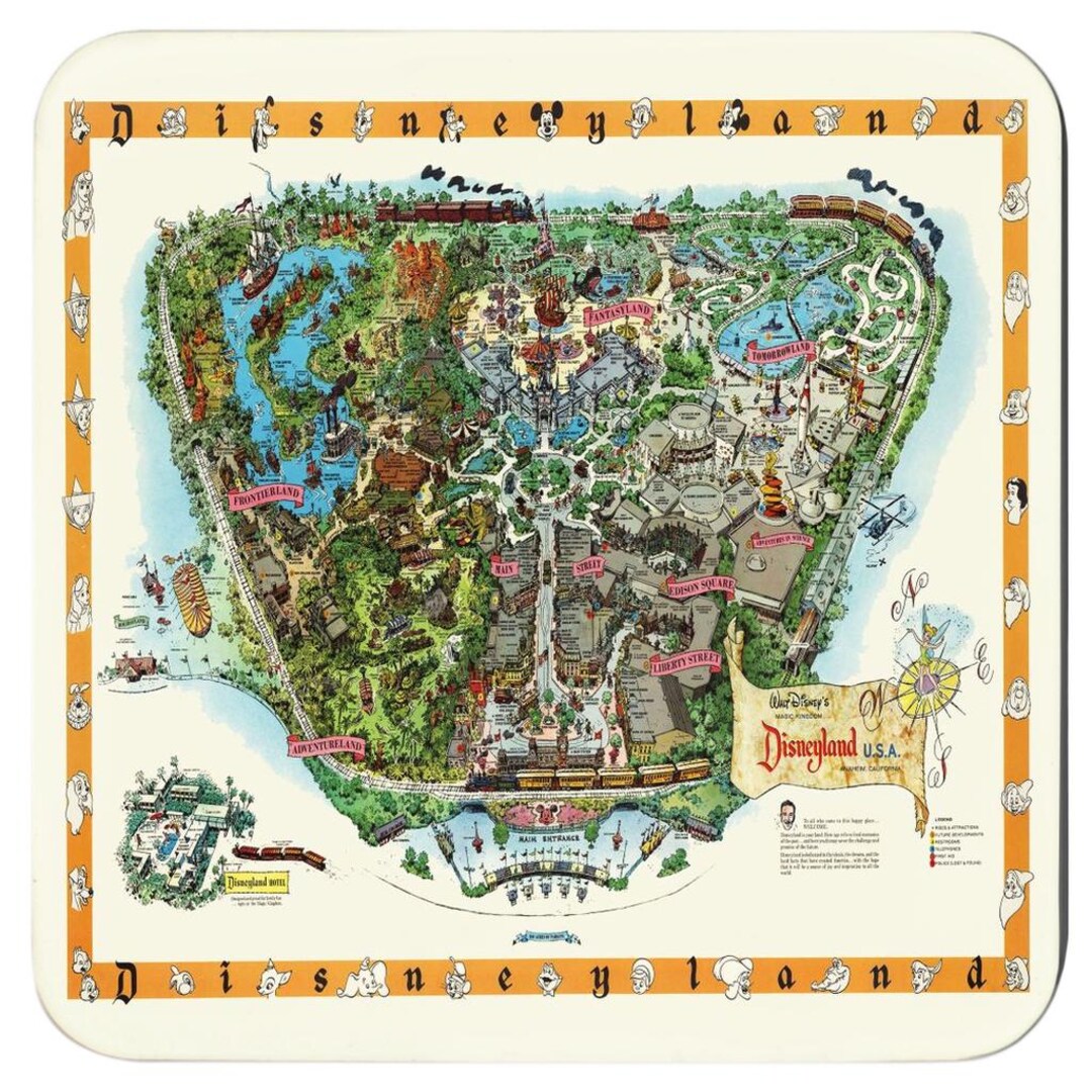 Coasters - Disneyland - Map - Magic Kingdom - Etsy