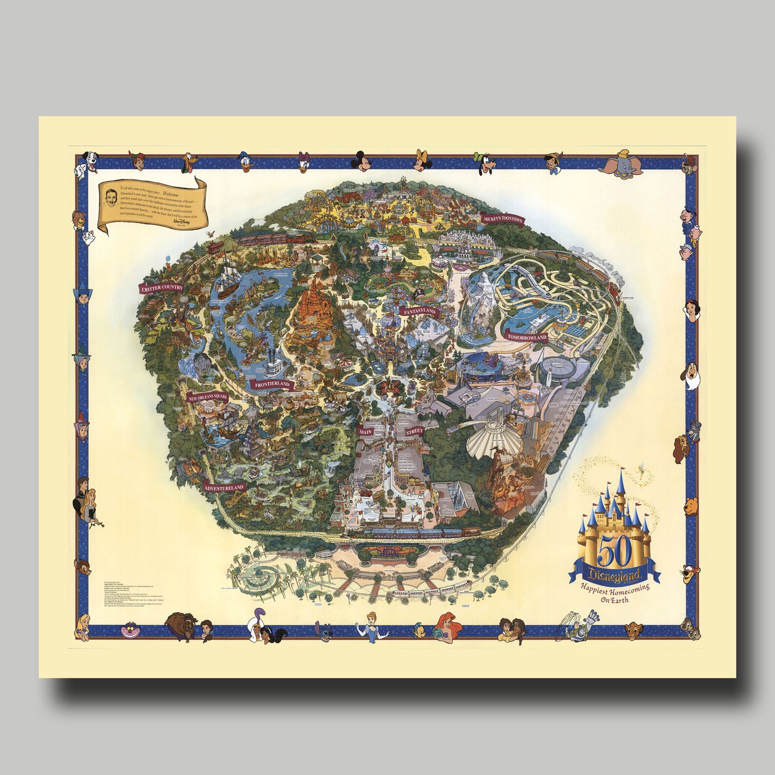 Disneyland - Blanket - Original Map - Disney - Map - Etsy