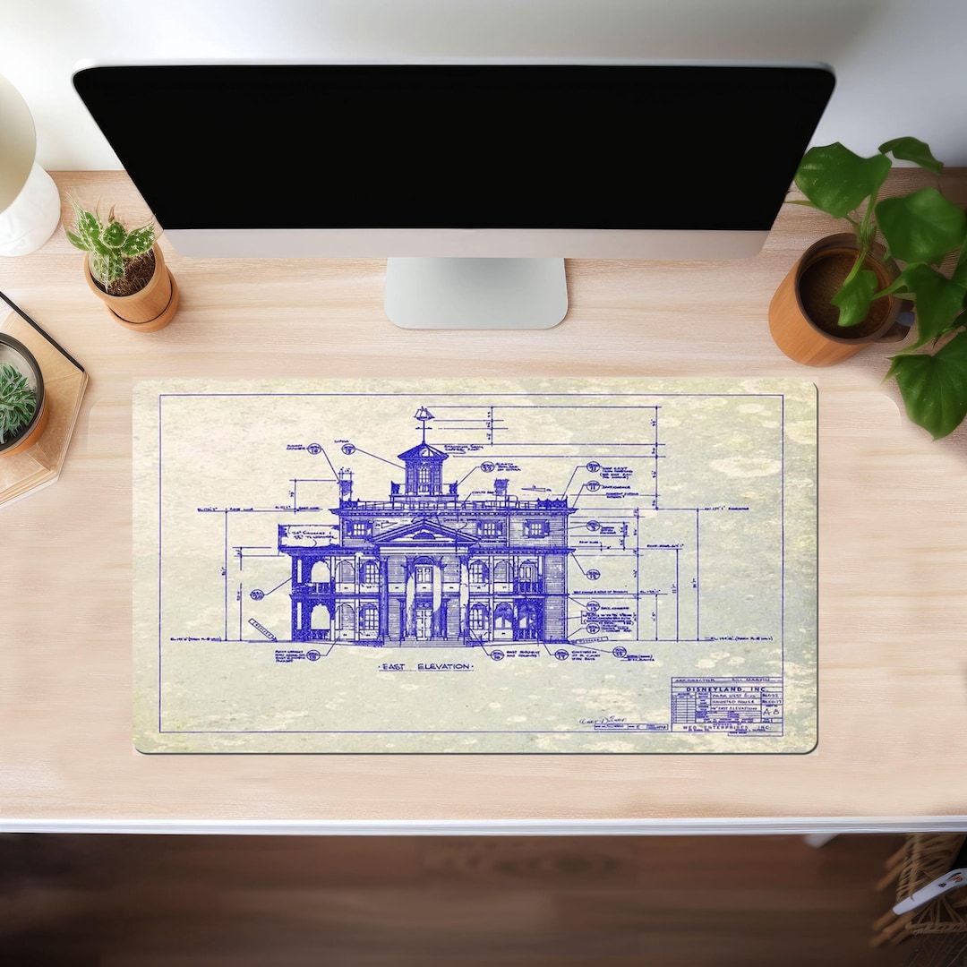 Desk Mat - Desk Pad - Haunted Mansion - Disneyland - Blueprint - Mouse ...