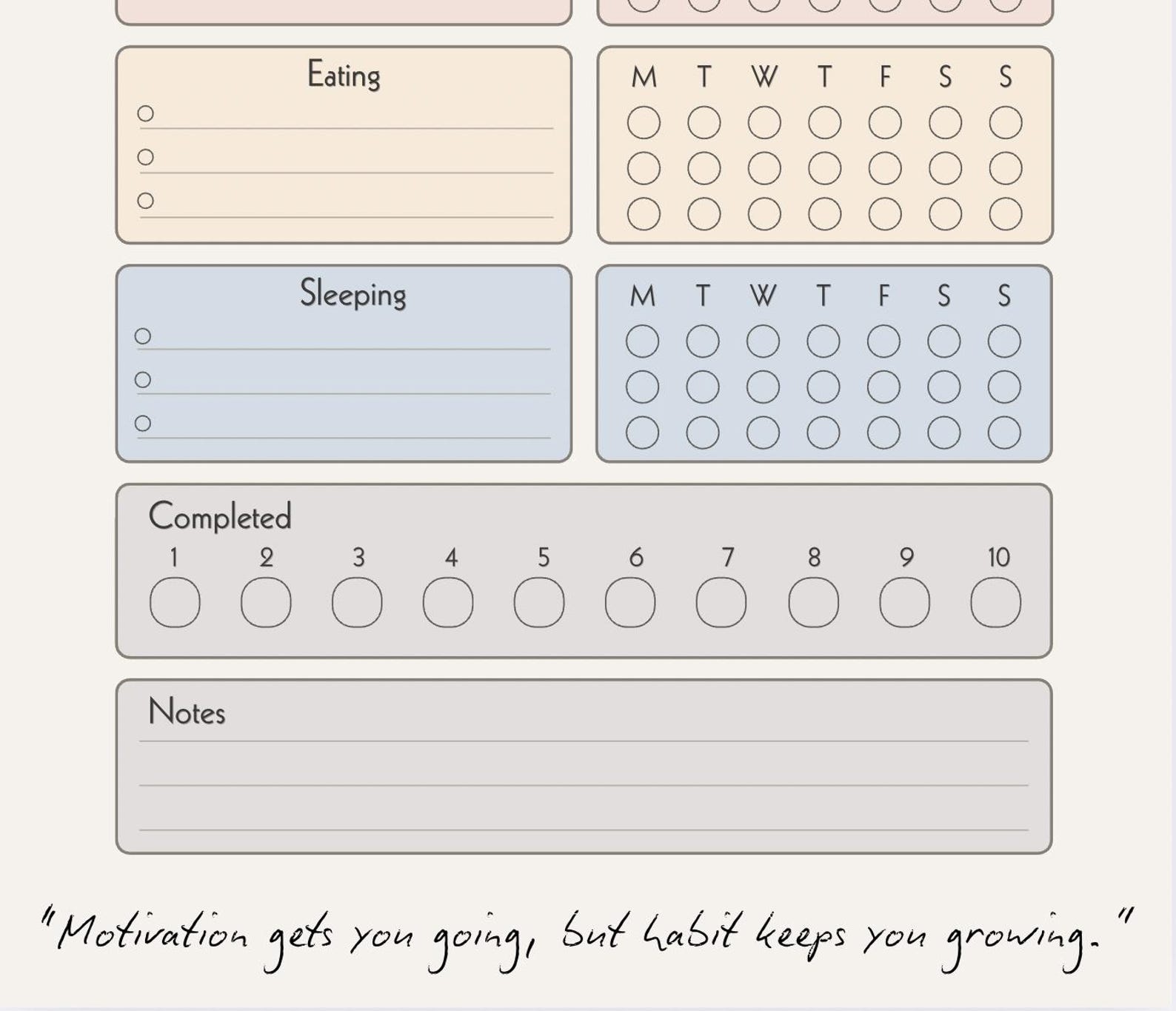 Habit Tracker With Motivational Quotes | 10-week Planner | Printable ...