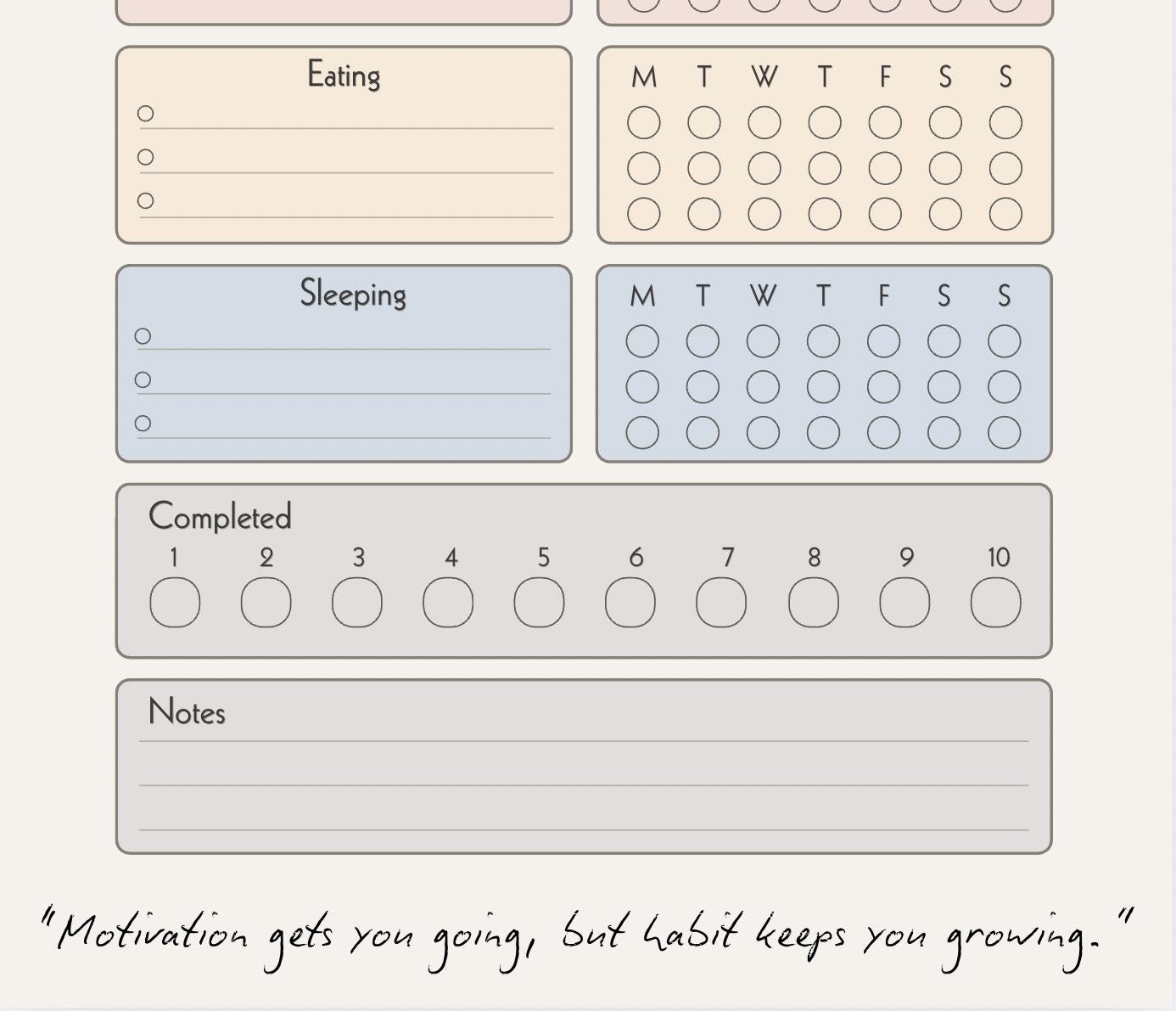 Habit Tracker With Motivational Quotes | 10-week Planner | Printable ...