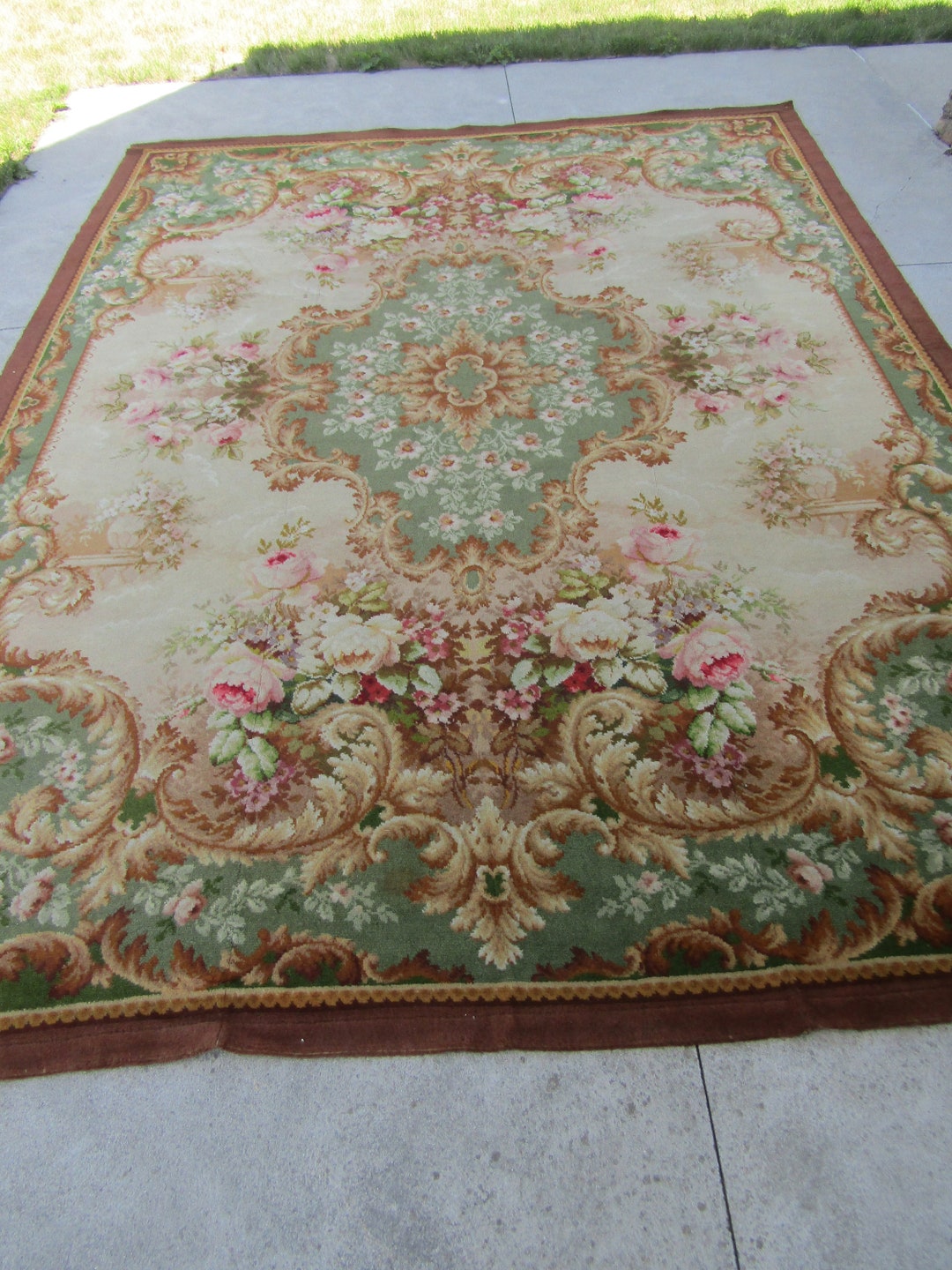 Antique Vintage 1920's Smith Saxony Floral Wool Axminster Rug Carpet ...