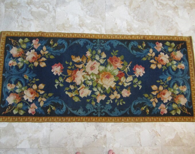 Antique Vintage 1920's to 1930's Wool Axminster Rug Carpet Runner---27 ...