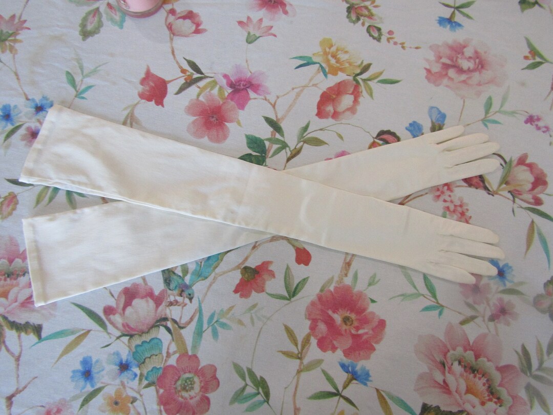 Vintage White Matte Satin Opera Gloves: 24" Extra Long, Size 7 - Etsy
