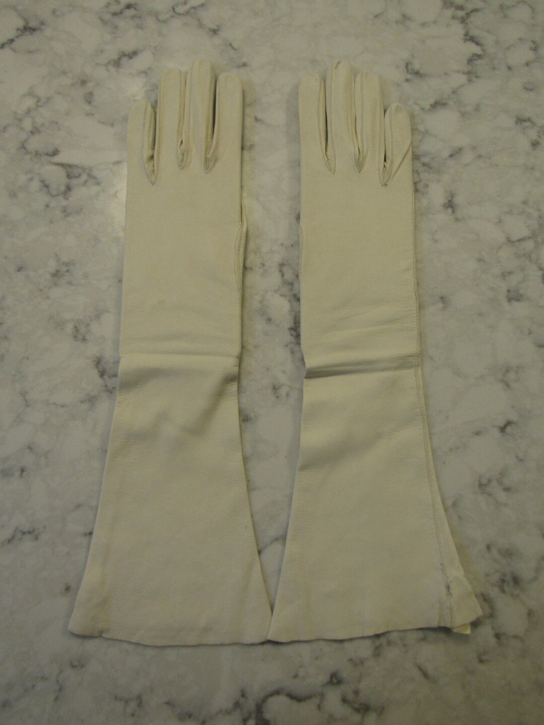 Vintage White French Kid Leather Opera Gloves---pre-owned---15 ...